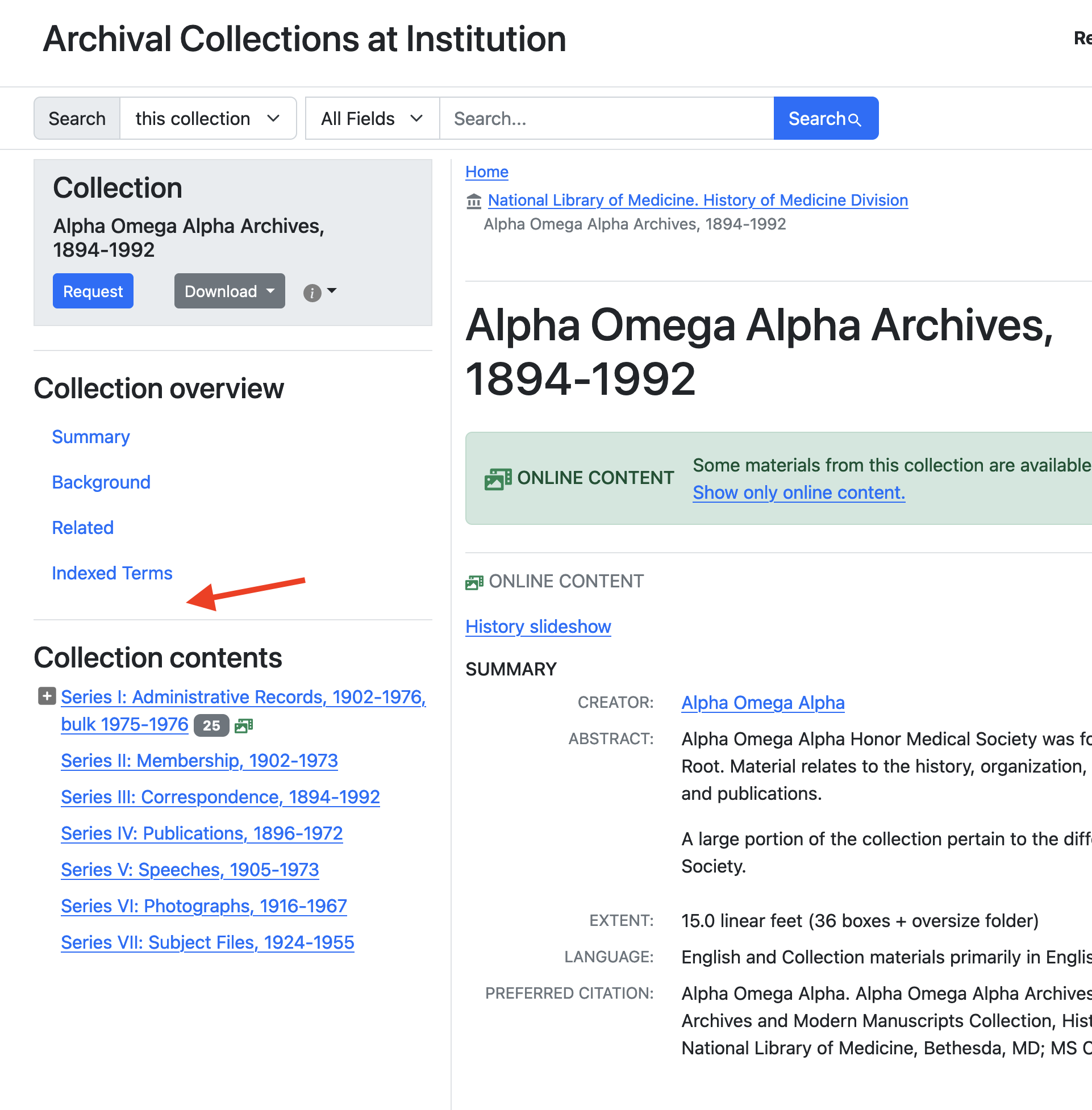 Add "Access" to the Collection overview sidebar nav · Issue #1249 · projectblacklight/arclight ...