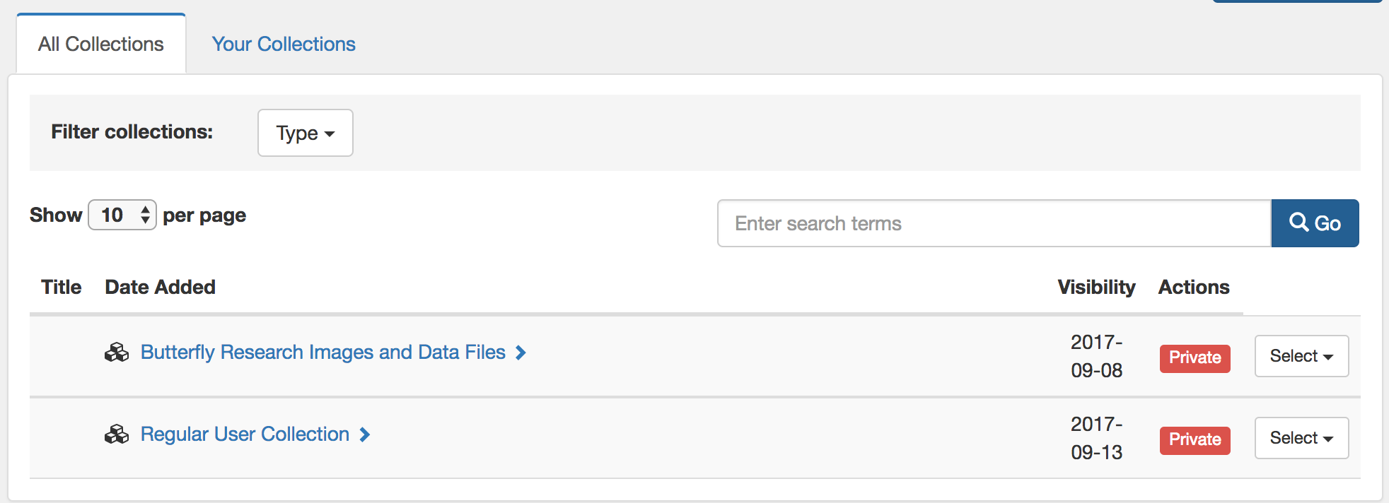 Collections: Modify My Collections search builder to return all editable collections and admin ...