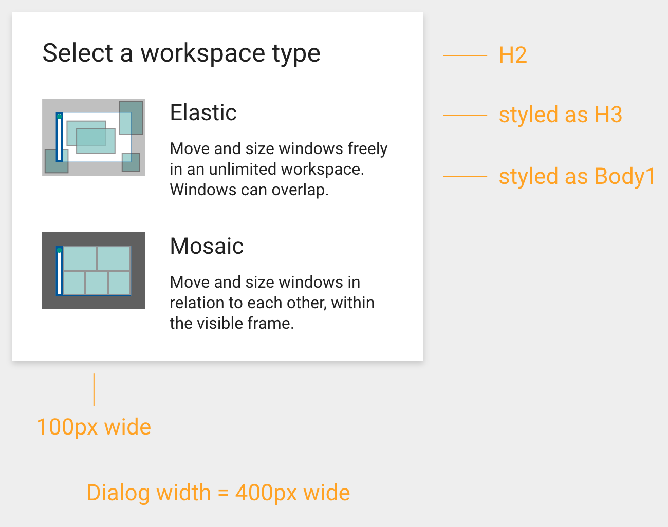 Update the "Select workspace type" dialog · Issue #2288 ...