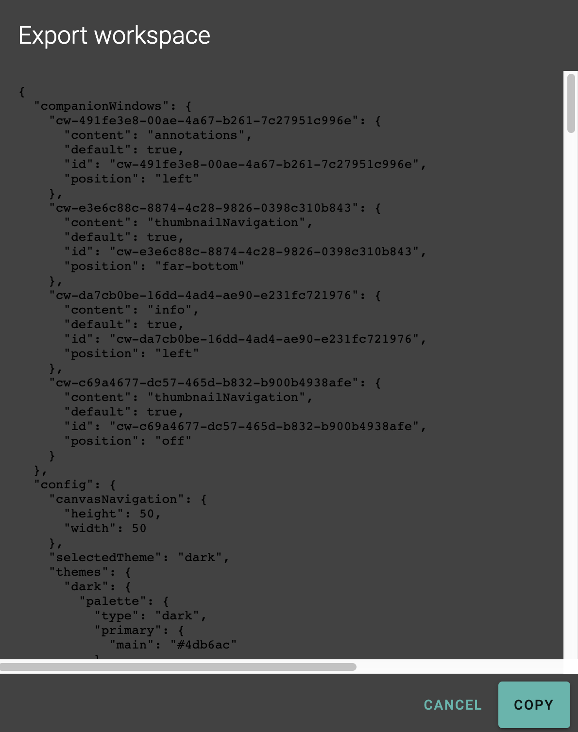 Update Export workspace dialog for dark theme · Issue #2560 ...