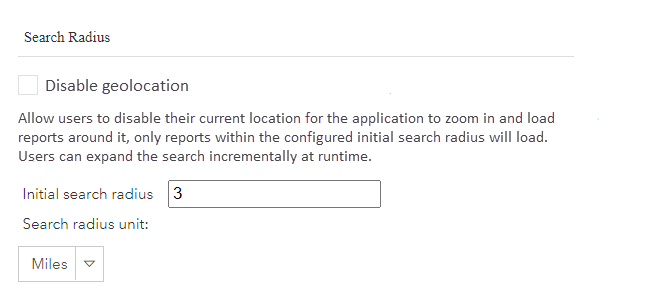When geolocation is enabled, reports/features are not updated with new search that is outside of ...