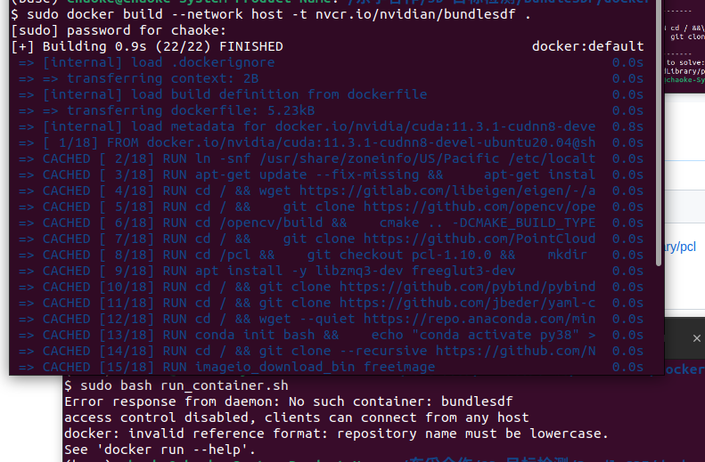 docker is not successfully · Issue #85 · NVlabs/BundleSDF · GitHub