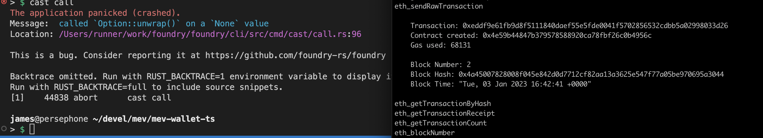 Panic in `cast call` · Issue #4016 · foundry-rs/foundry · GitHub