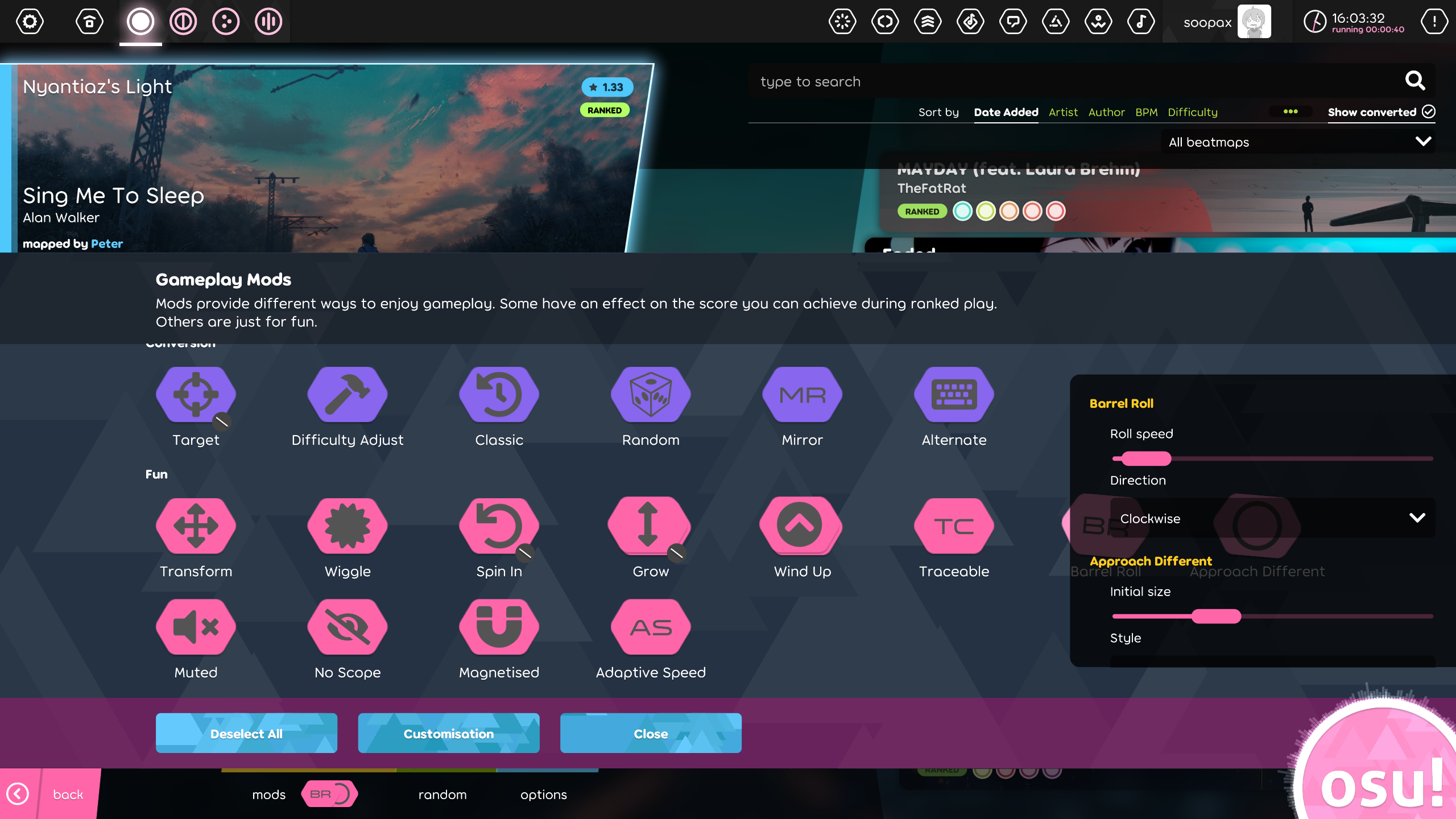Customisation UI goes in front of mods · Issue #17710 · ppy/osu · GitHub