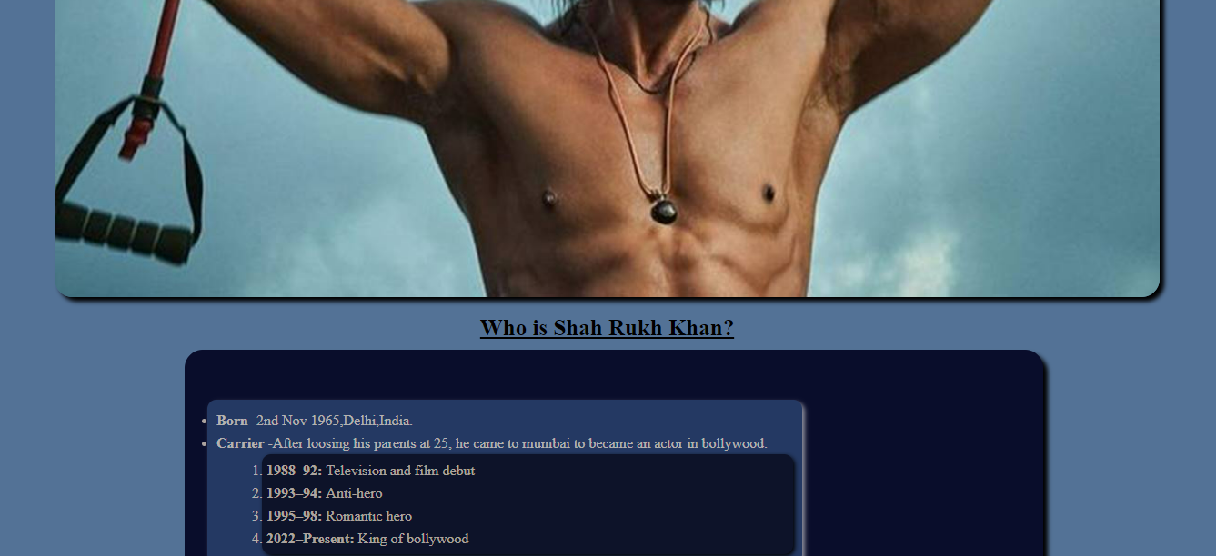 GitHub - ansariabdulahad/Tribute-To-SRK: A Beautiful Web Page - A Tribute To SHAH RUKH KHAN ...