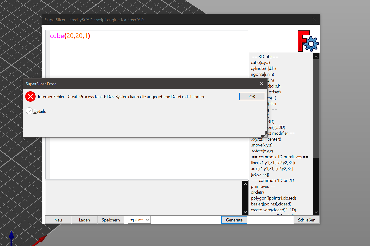 ERROR at FreePySCAD · Issue #3005 · supermerill/SuperSlicer · GitHub