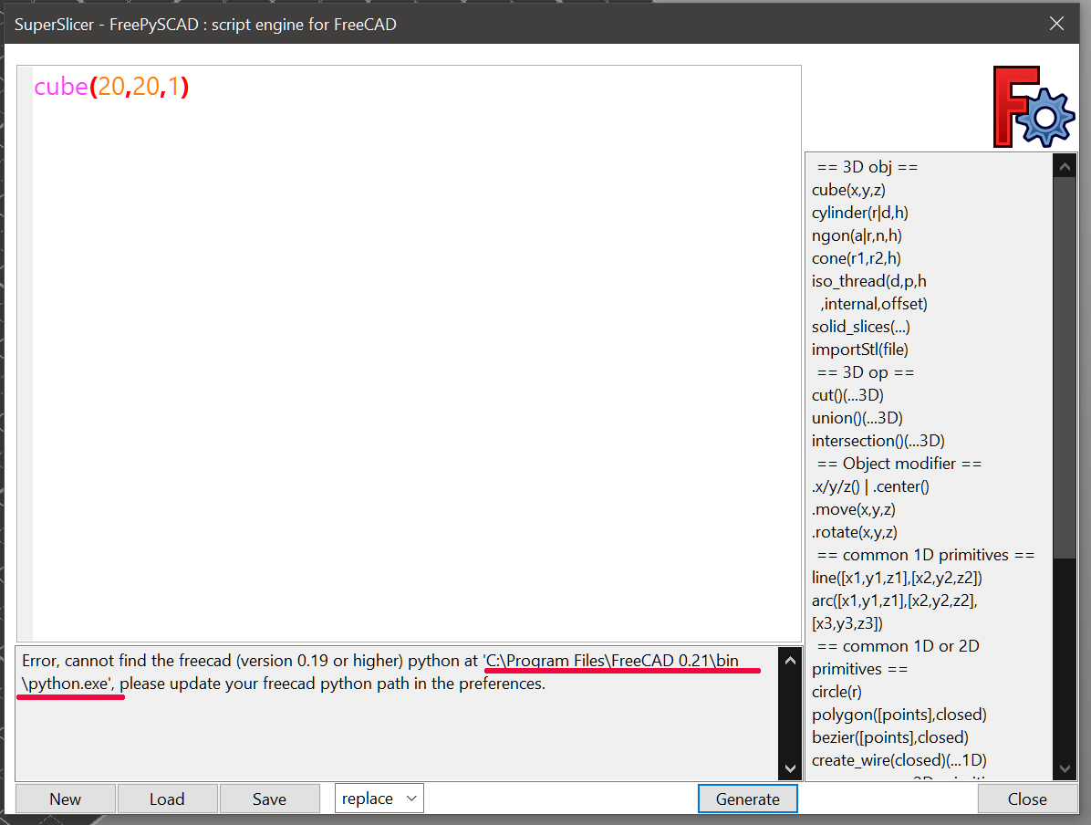ERROR at FreePySCAD · Issue #3005 · supermerill/SuperSlicer · GitHub