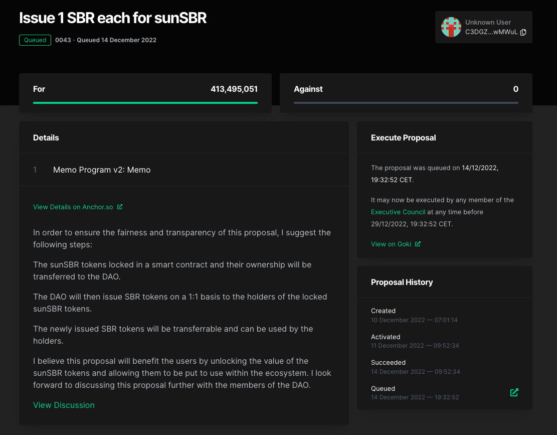 Issue 1:1 SBR-sunSBR · Issue #11 · saber-hq/governance · GitHub