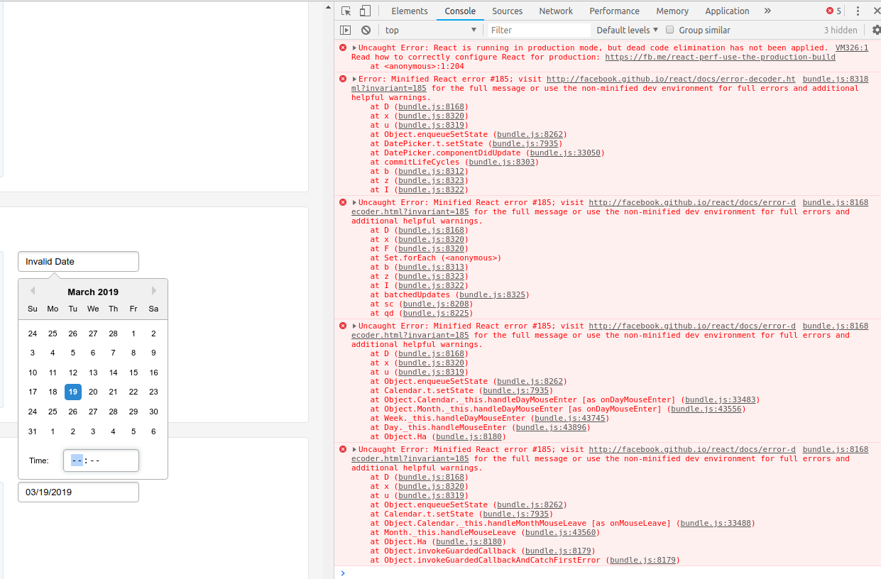 Crash on clear time input value · Issue #1670 · Hacker0x01/react-datepicker · GitHub