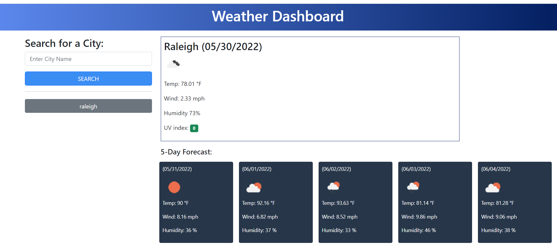 GitHub - Craig-JH/weather-dashboard