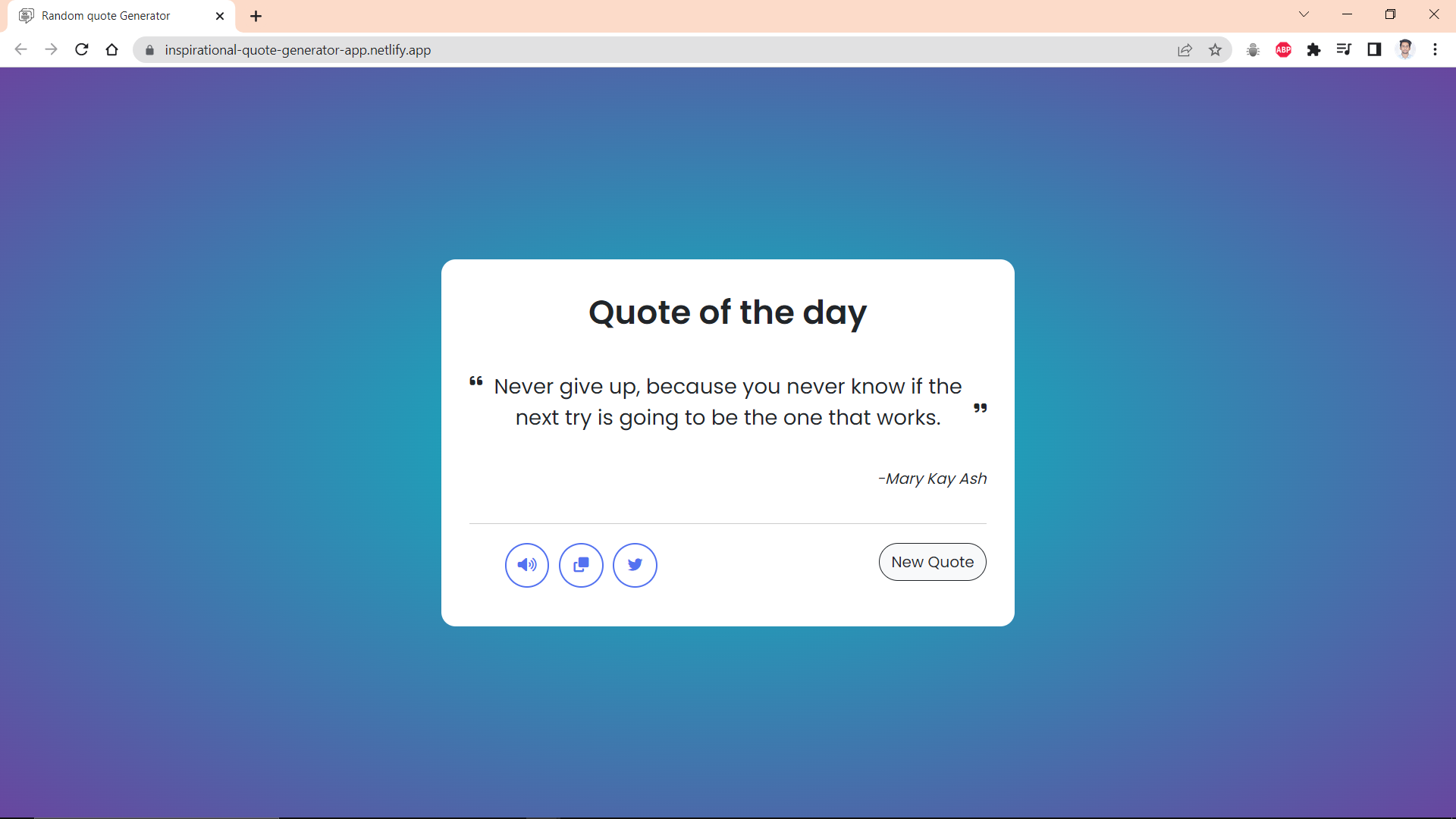 GitHub - AKASHGOWDA-007/random-quote-generator: In this quote app, each time you click on the ...