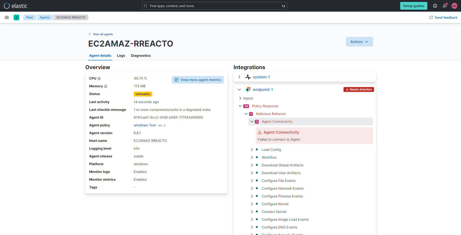 [Inconsistent] Endpoint fails to connect to Agent after Stop-Start ...