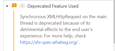 Error: Synchronous XMLHttpRequest on the main thread is deprecated because of its detrimental ...