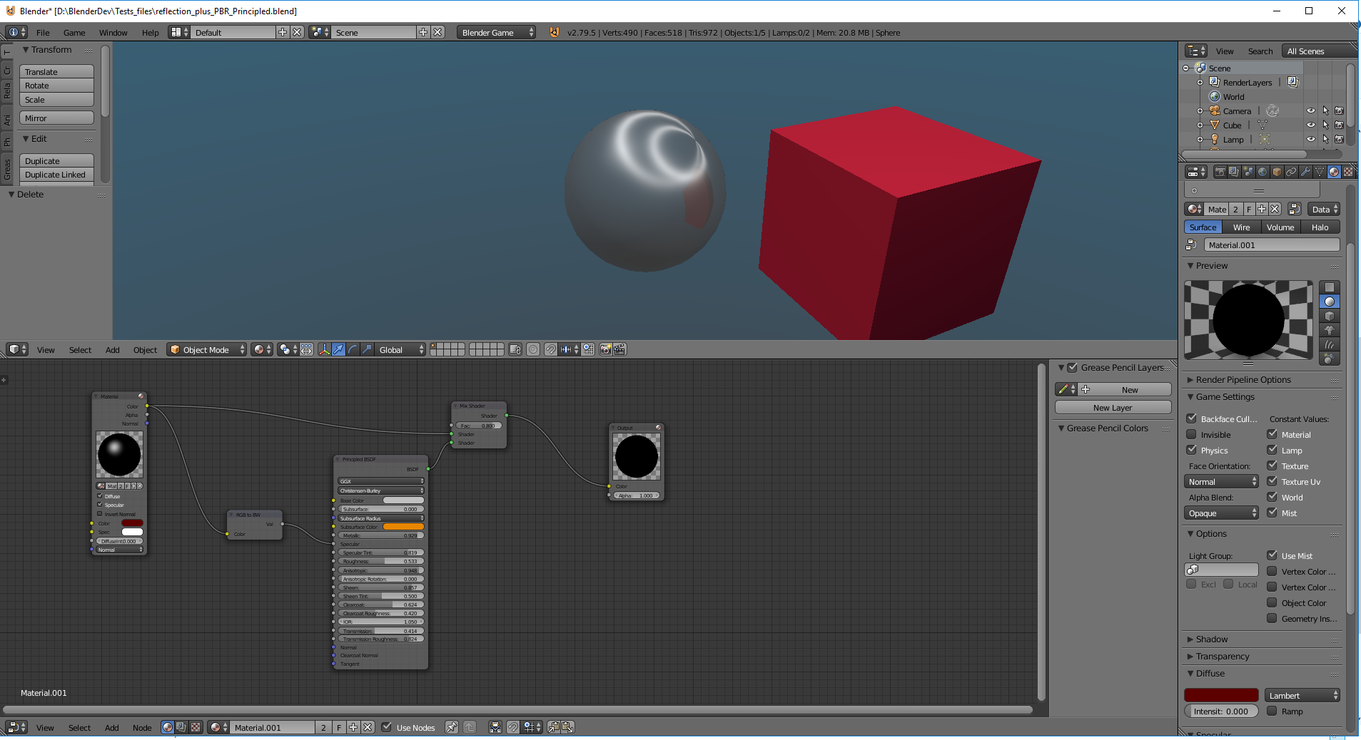 Principled PBR shader works in GE but uses lamps set in preferances · Issue #740 · UPBGE/upbge ...