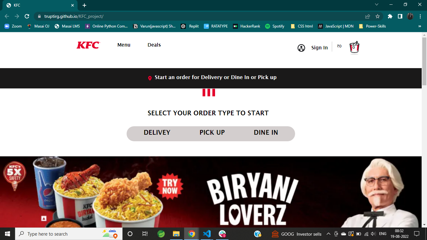 GitHub - TruptiRG/KFC_clone: KFC is a online food ordering website which is one of the popular ...