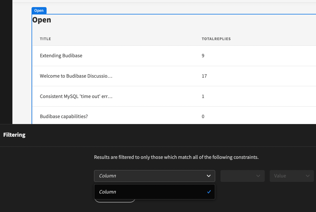 Columns Not Appearing In Define Filters · Issue 4948 · Budibasebudibase · Github 8301