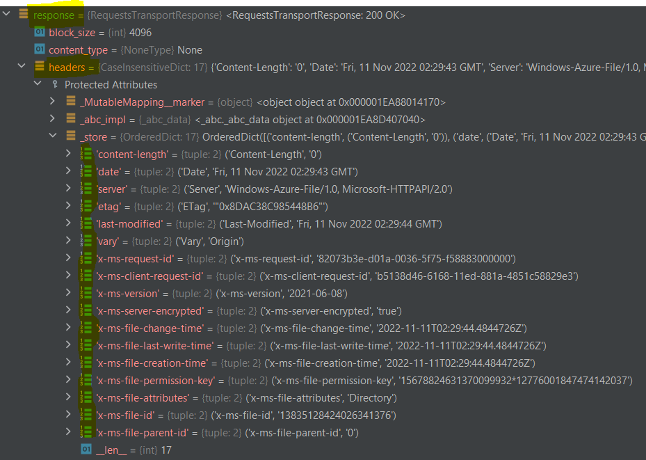 [Storage] [File-Share] Investigate `get_directory_properties()` returning empty `name` property ...