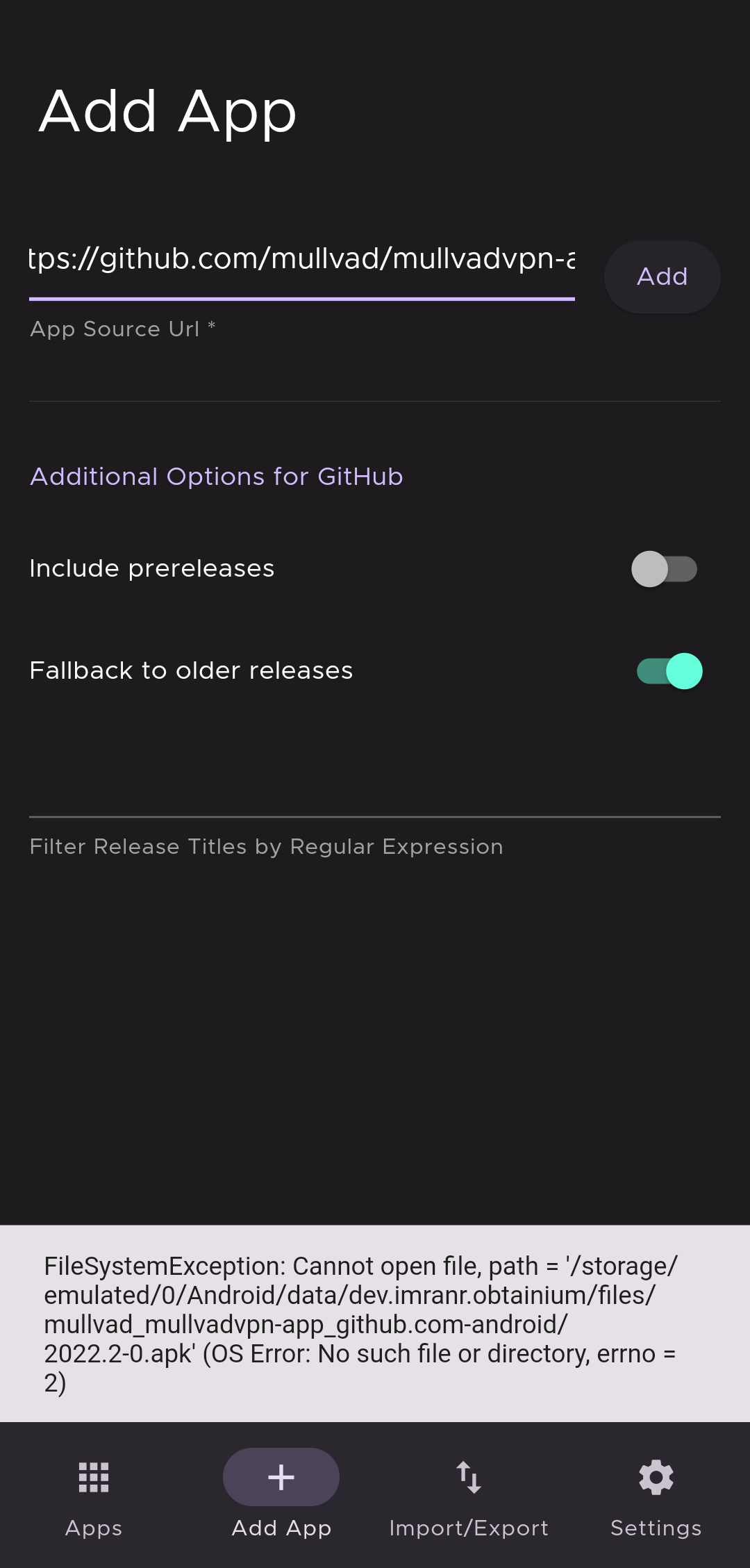 Add app not working · Issue #79 · ImranR98/Obtainium · GitHub