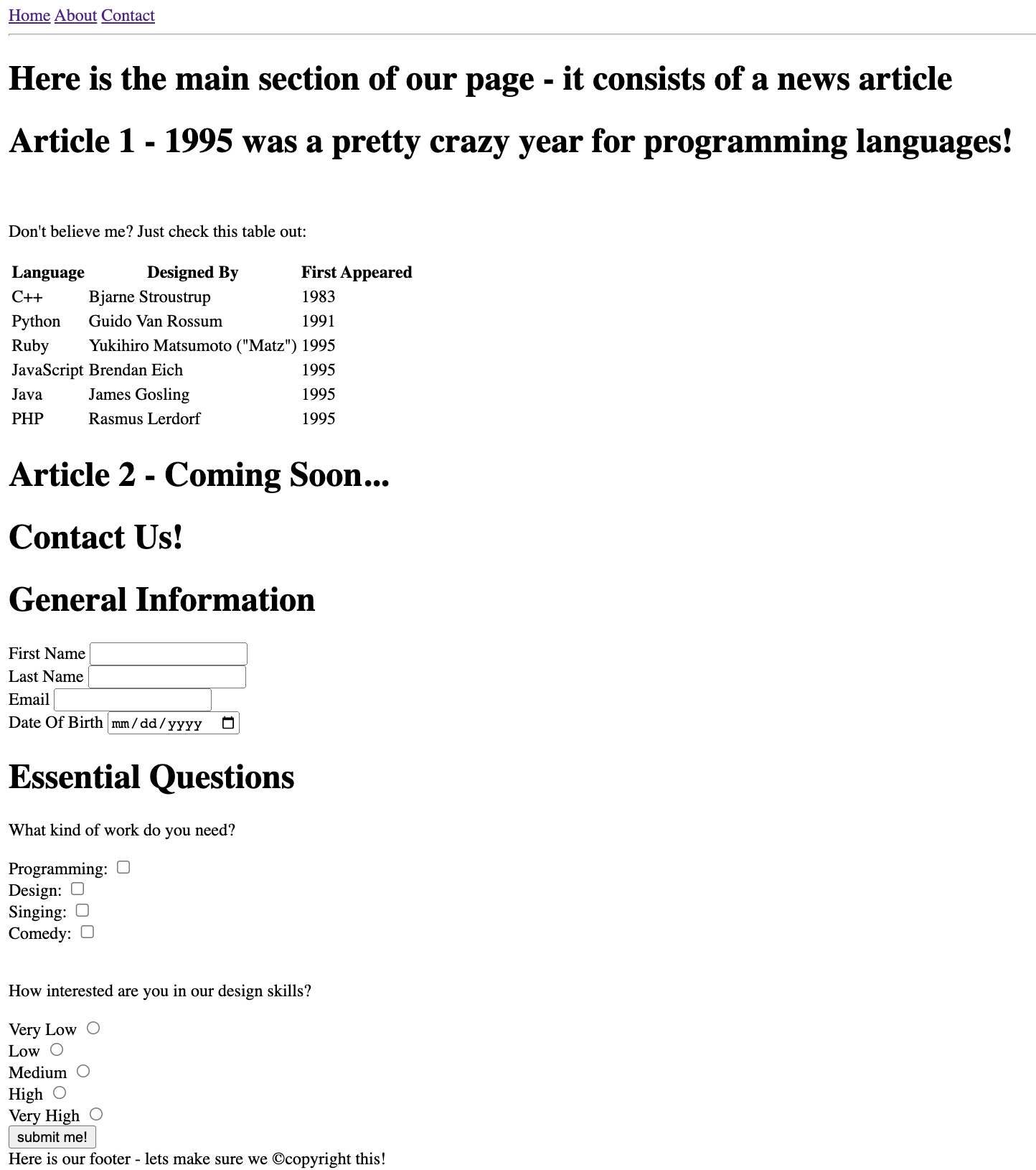 GitHub - skinnytwinvale/HTML-Forms-Tables: In this exercise we used ...