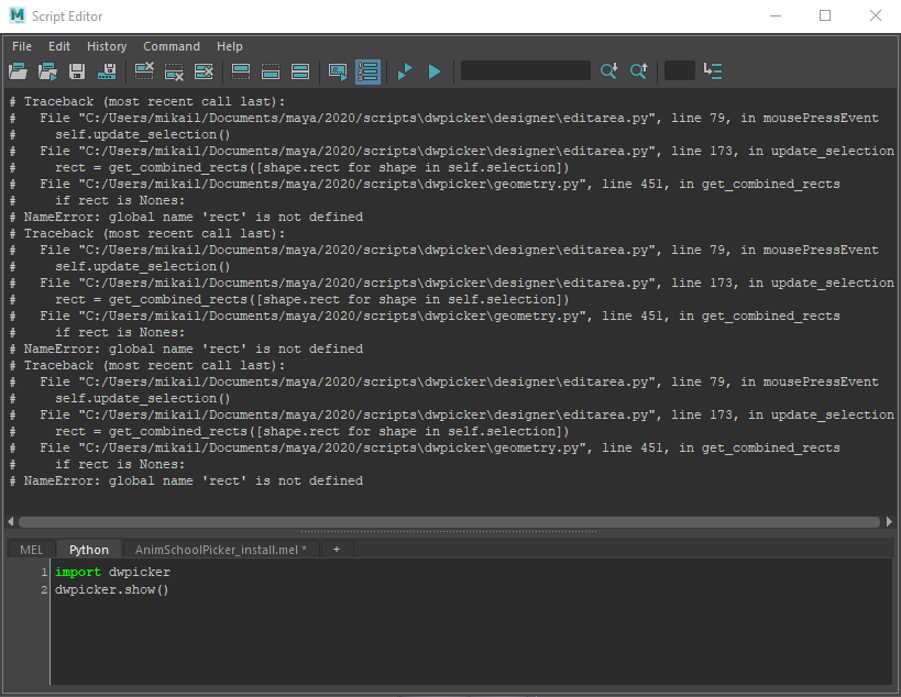 not fully working on maya 2020.2? · Issue #27 · DreamWall-Animation/dwpicker · GitHub