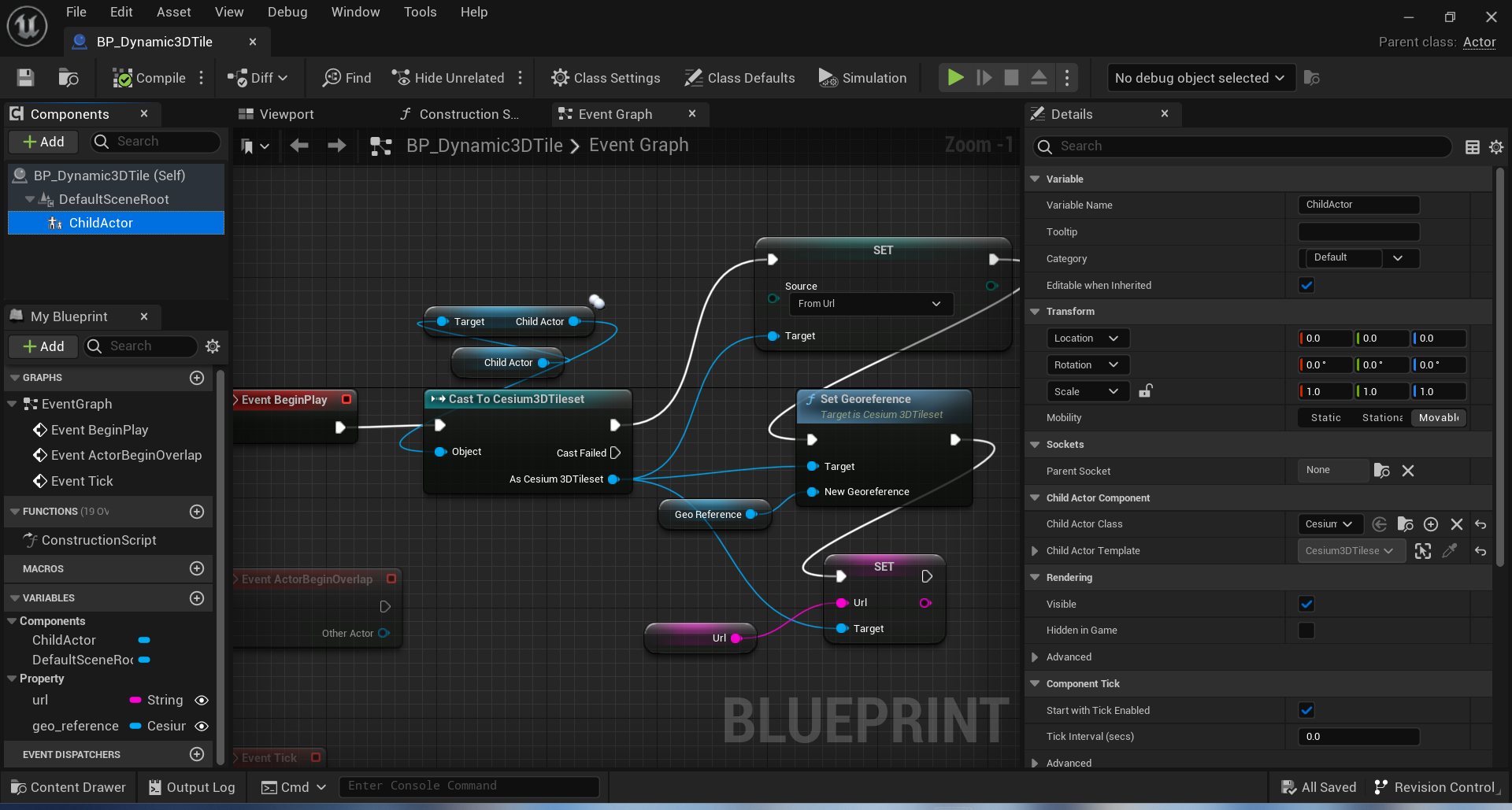 Crashes when open blueprint class that uses Cesium3DTileset as class of its child actor ...
