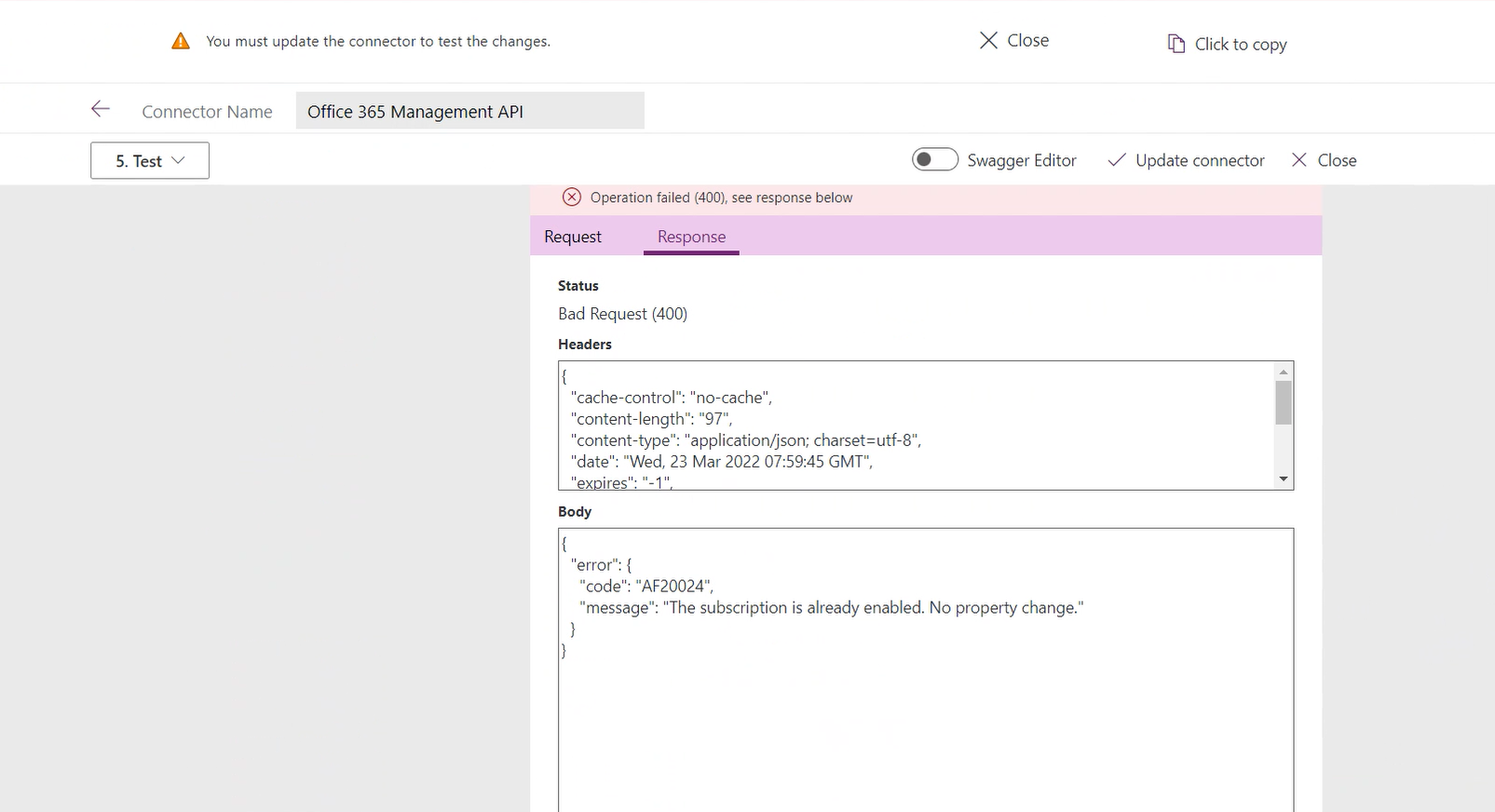 [CoE Starter Kit - BUG] Audit Log Connector set up - The subscription ...