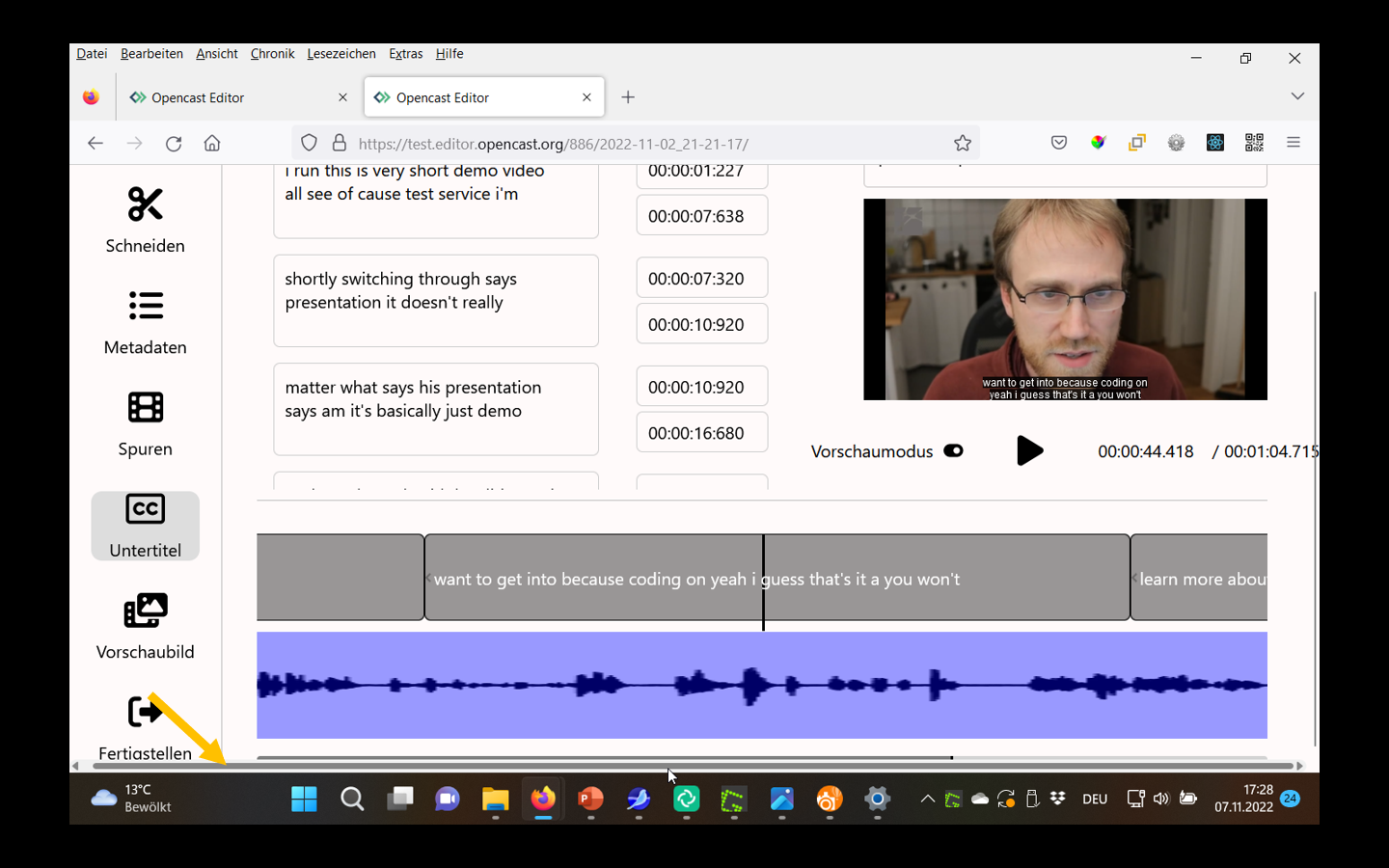 Subtitle editor, browser scroll-bar overlaps scroll-bar / time-line of the video · Issue #931 ...