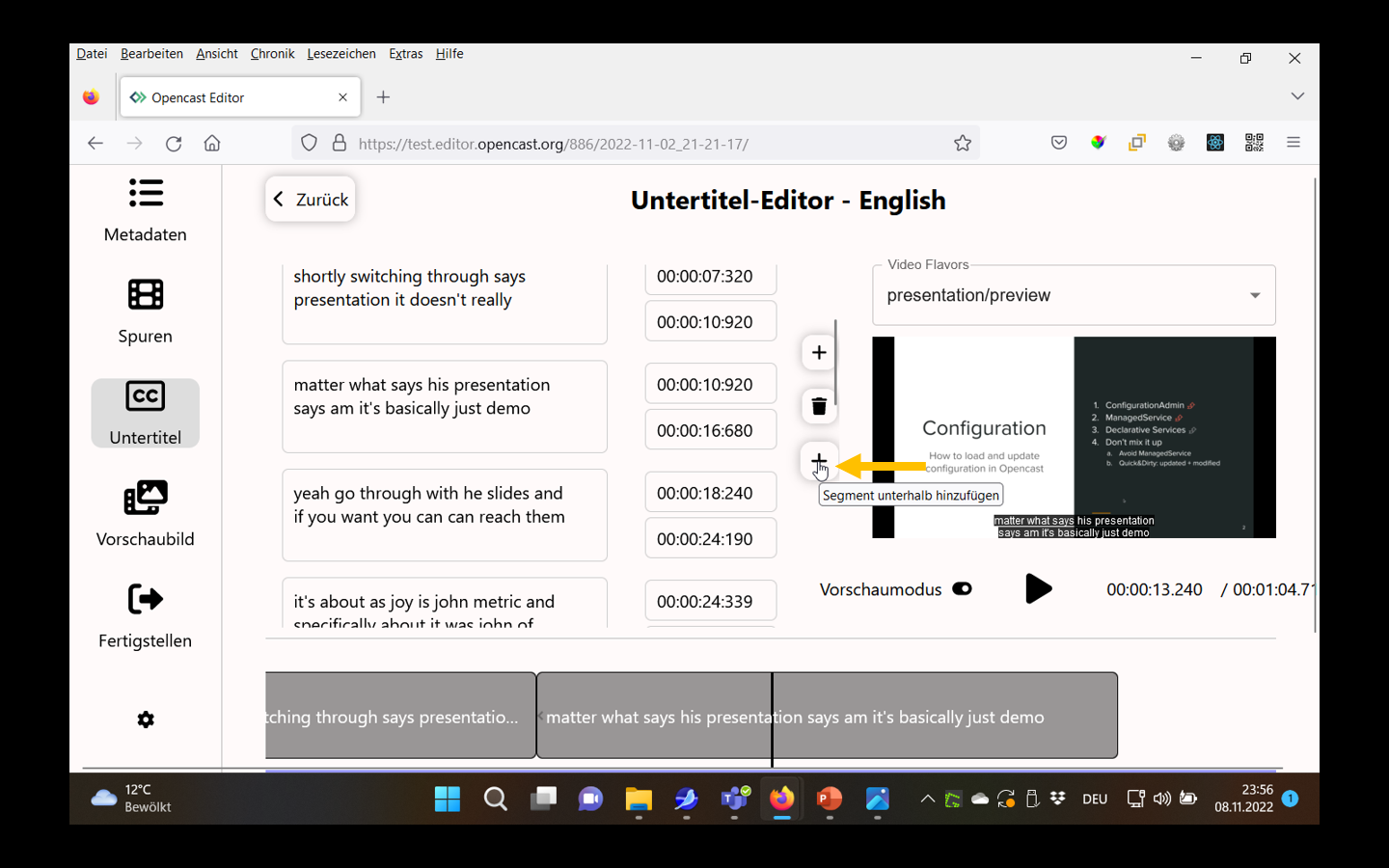 Subtitle editor, later added subtitle segment has confusing time stamp · Issue #933 · opencast ...