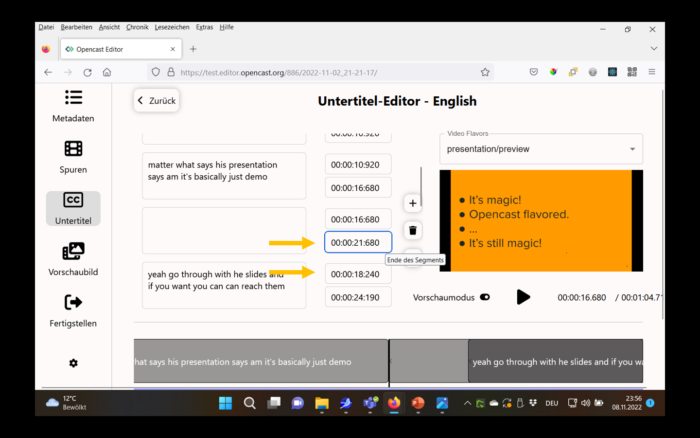 Subtitle editor, later added subtitle segment has confusing time stamp · Issue #933 · opencast ...