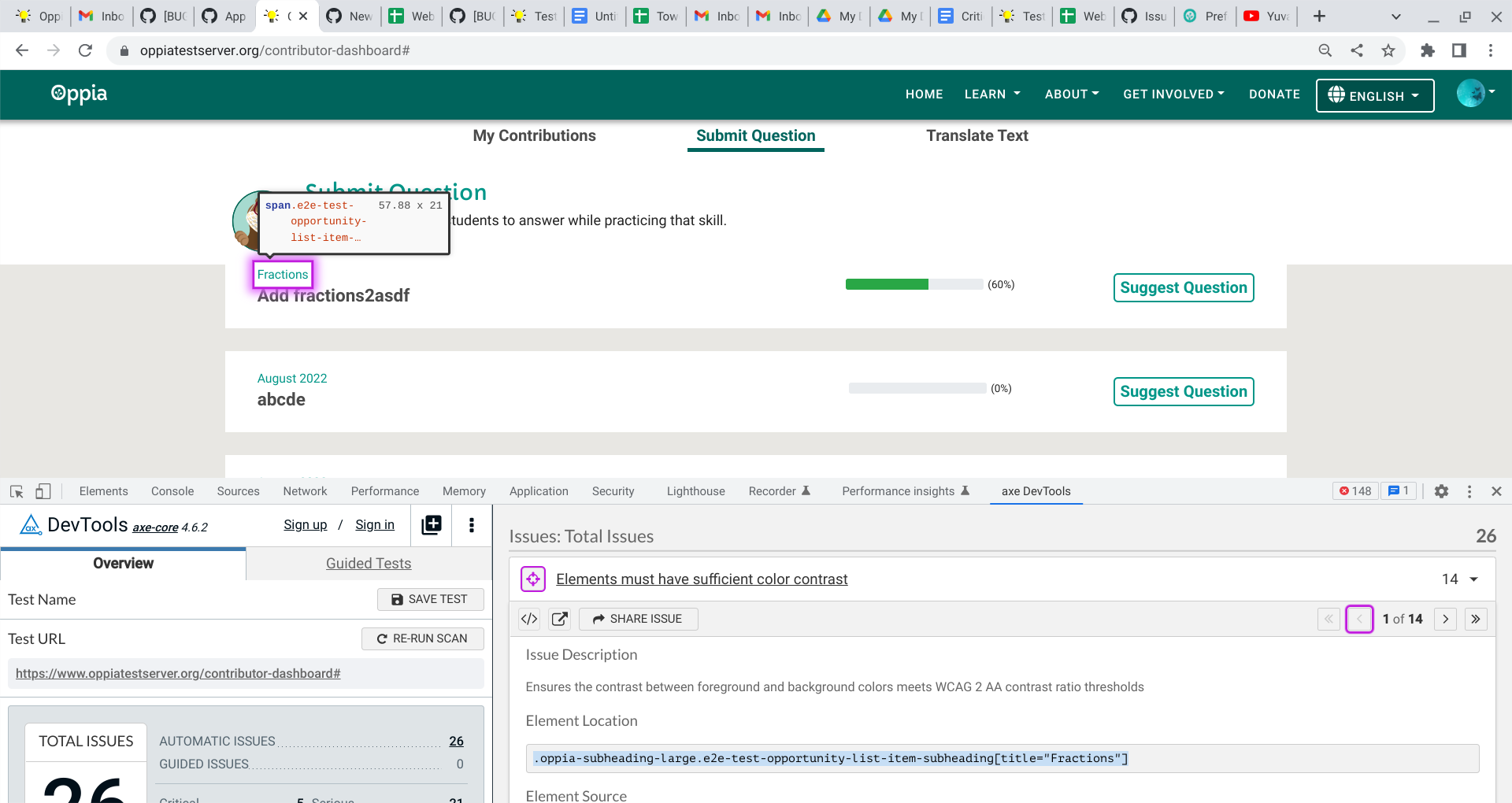 Bug Color Contrast Issues In Contributor Dashboard · Issue 17070 · Oppiaoppia · Github