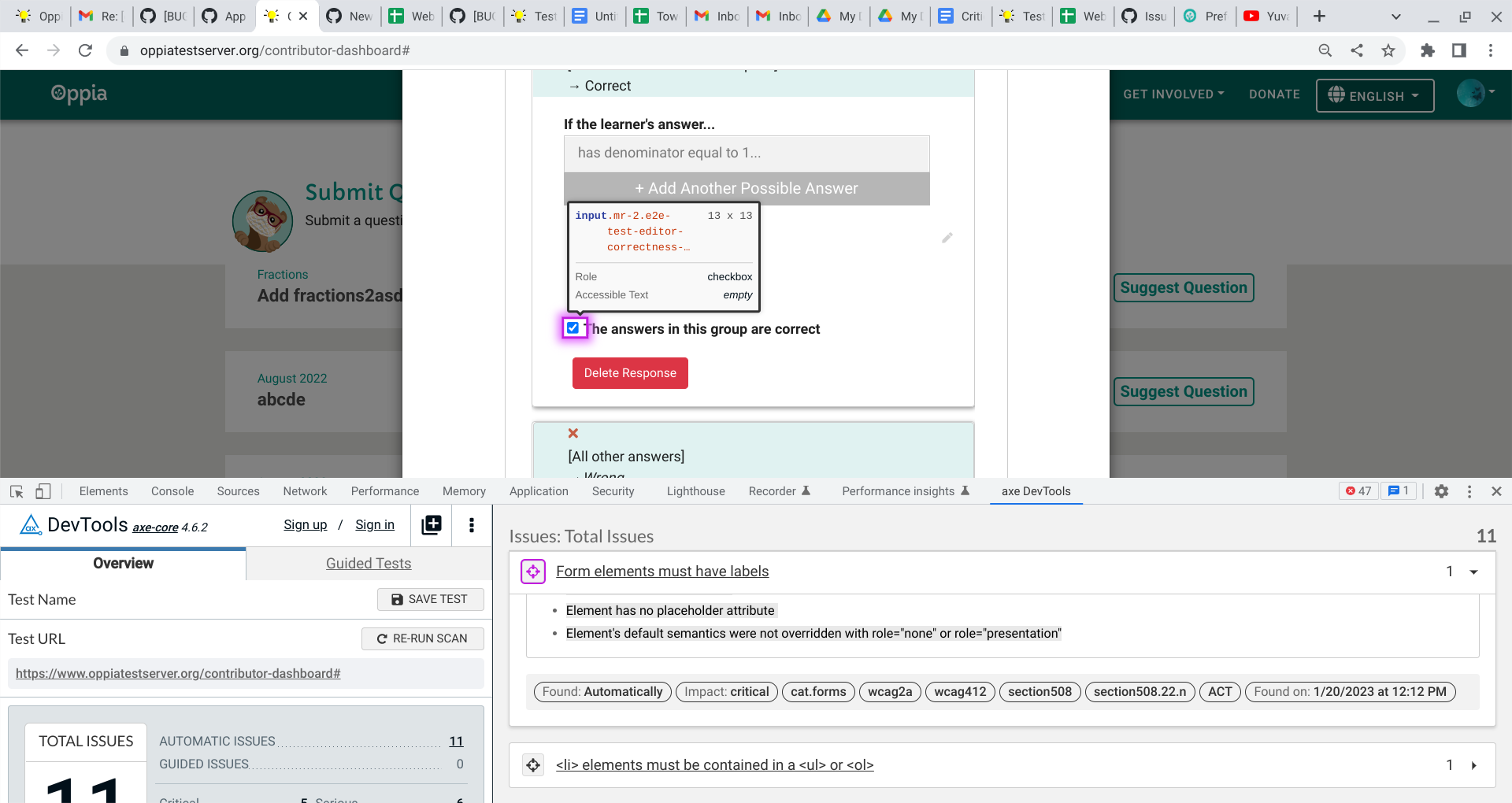 [BUG]: Form elements must have labels · Issue #17072 · oppia/oppia · GitHub