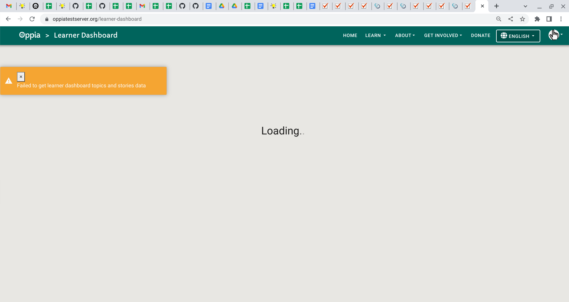 [BUG]: Failed to open learner dashboard topics and stories data error is seen on opening learner ...