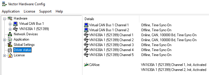 Vector interface doesnt send msg with correct data or id (hardware config-> driver status ...