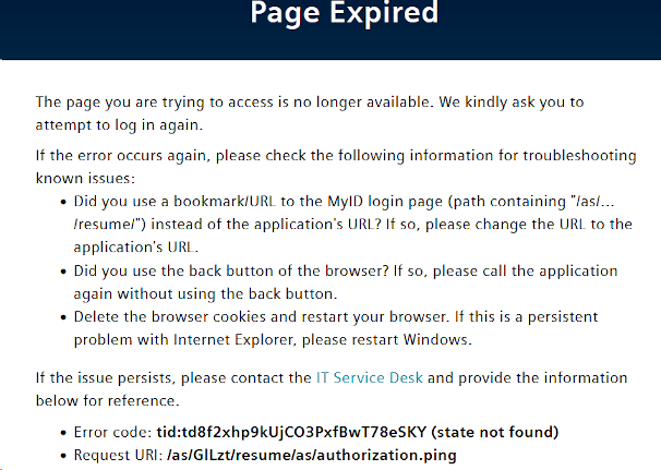 Navigate back to login (browser back button) and then login => No matching state found in ...