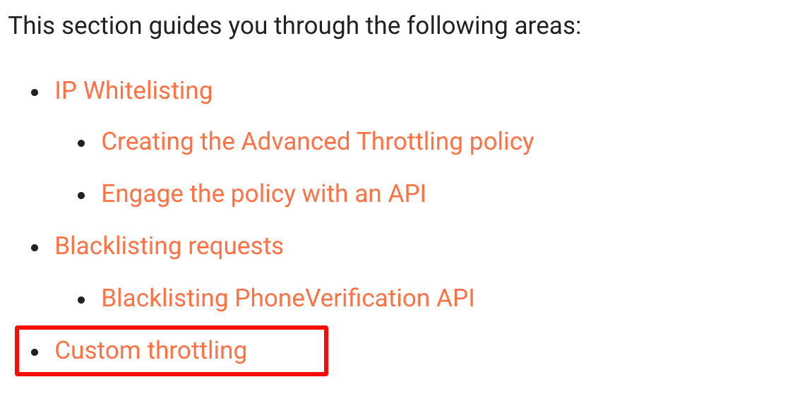 Remove Custom Throttling Link From Blacklisting And Whitelisting Request Page · Issue 1200