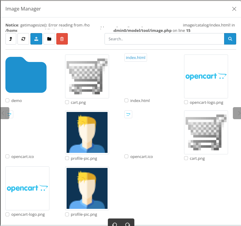 [4.0.2.0] Filemanager error because of index.html · Issue #12259 · opencart/opencart · GitHub