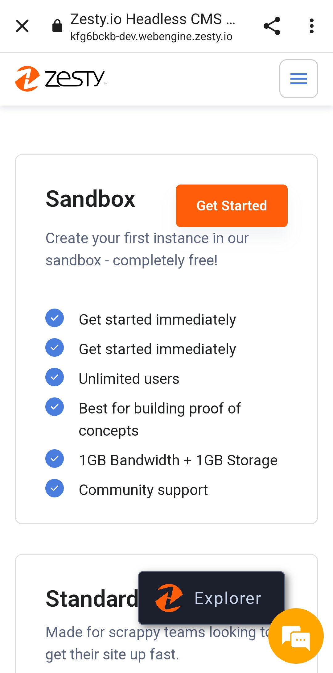 [MOBILE] pricing page - sandbox CTA · Issue #207 · zesty-io/website · GitHub