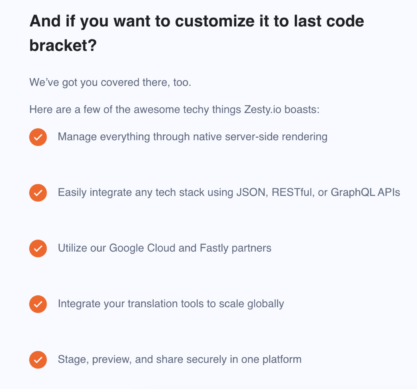 Solutions & Why Zesty pages - orange bullet points spacing · Issue #238 ...