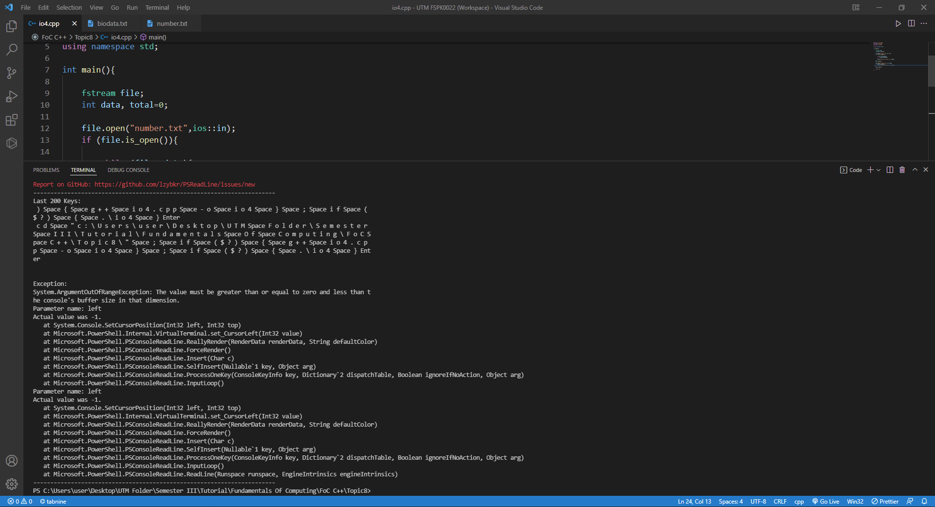 Can't run the code at terminal · Issue #3238 · PowerShell/PSReadLine · GitHub