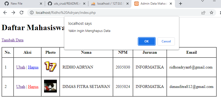 GitHub - fariddzaki/uts_crud: Ujian Tengah Semester Pemrograman Web