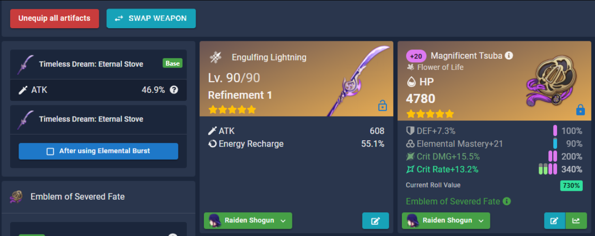 Add "Swap Weapon" button next to "Unequip all artifacts" for faster weapon management on the ...