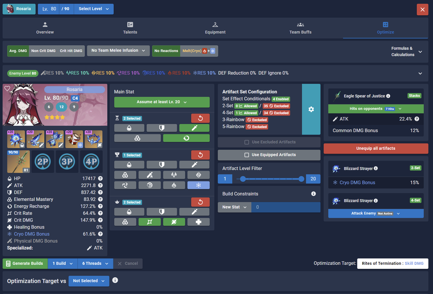 Suggestion: Add Weapon and Aritfact conditionals to Optimize tab ...