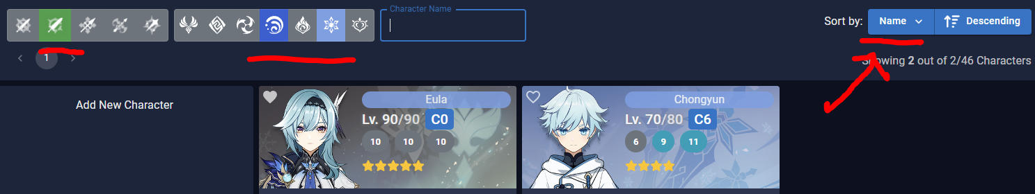 Maintain same sorting settings on character popup to character page · Issue #625 · frzyc/genshin ...