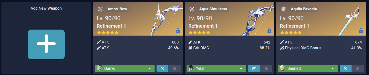 Setting a weapon's equip status to "Inventory" on the Weapon page breaks the equipped character ...