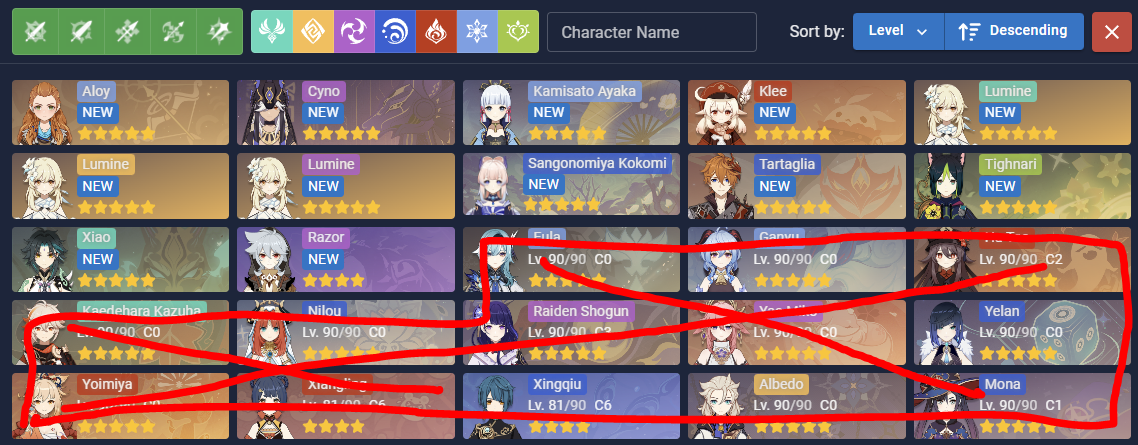 "Add New Character" popup shows currently owned characters aswell · Issue #712 · frzyc/genshin ...