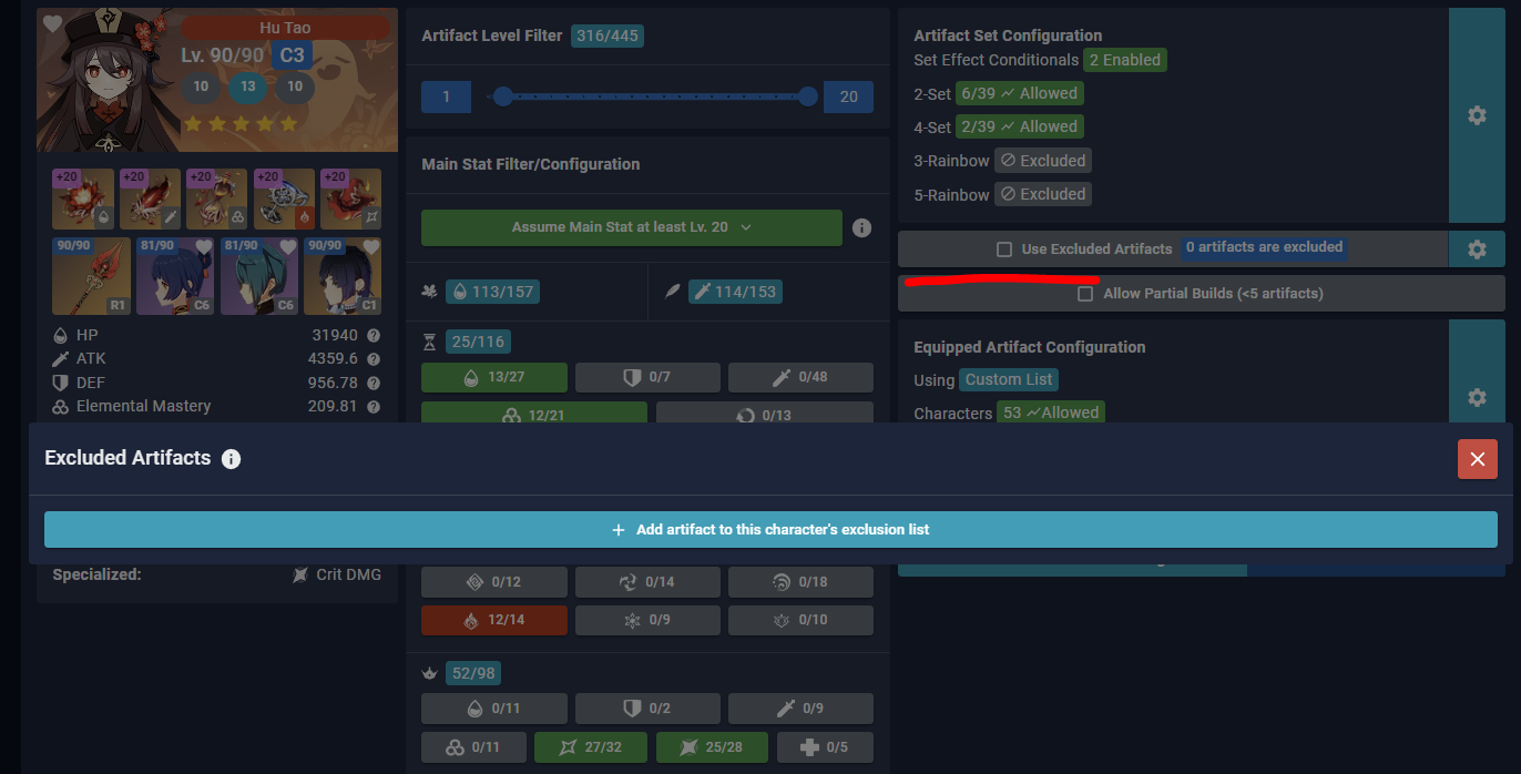Adding an artifact to the "Exclude" list enables using artifacts from the exclude list · Issue ...