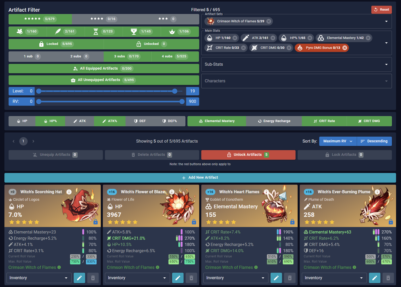 User defined filter presets based on set, slot, mainstat and RV · Issue #1136 · frzyc/genshin ...