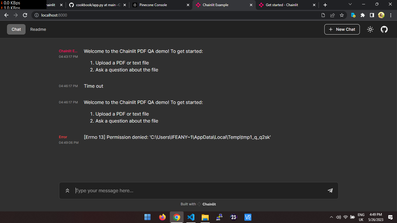 Permission Denied Error on Windows · Issue #9 · Chainlit/chainlit · GitHub