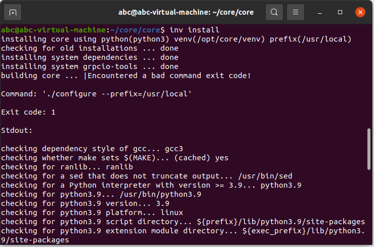 [BUG] Install CORE failed at command: inv install · Issue #761 · coreemu/core · GitHub